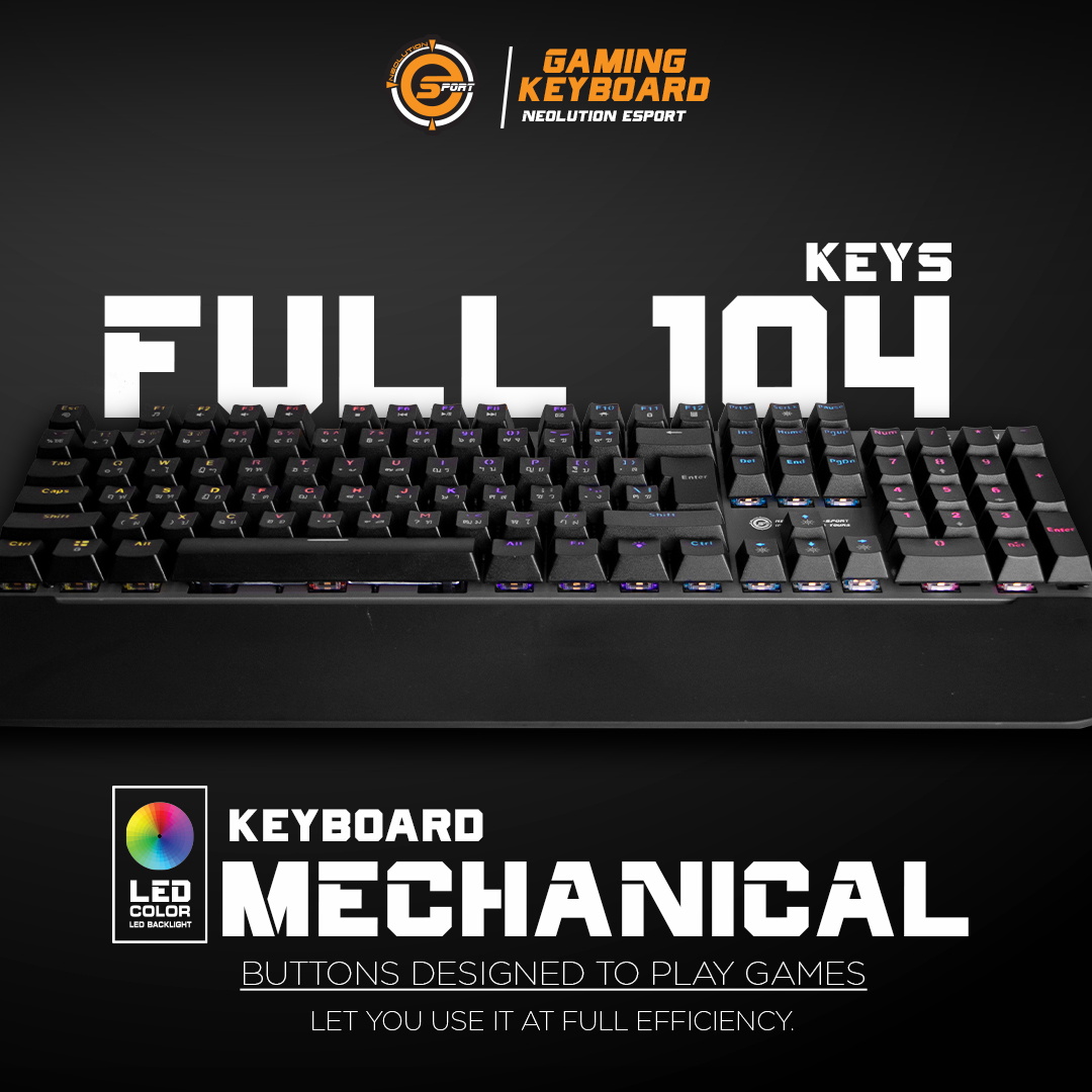 คีย์บอร์ดมีไฟ คีย์บอร์ดเกมส์มิ่ง Neolution E-Sport Gaming Keyboard ...